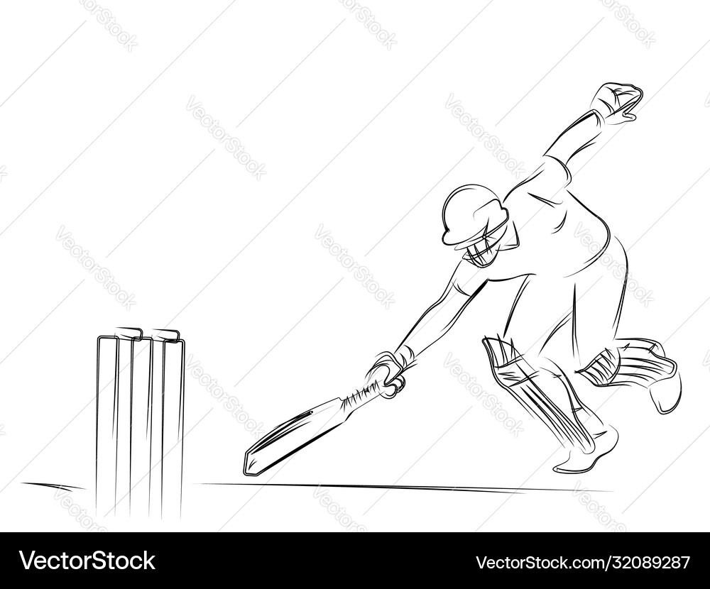 Concept batsman run out - cricket championship Vector Image
