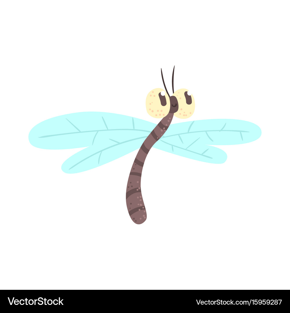 Cute cartoon funny dragonfly character Royalty Free Vector