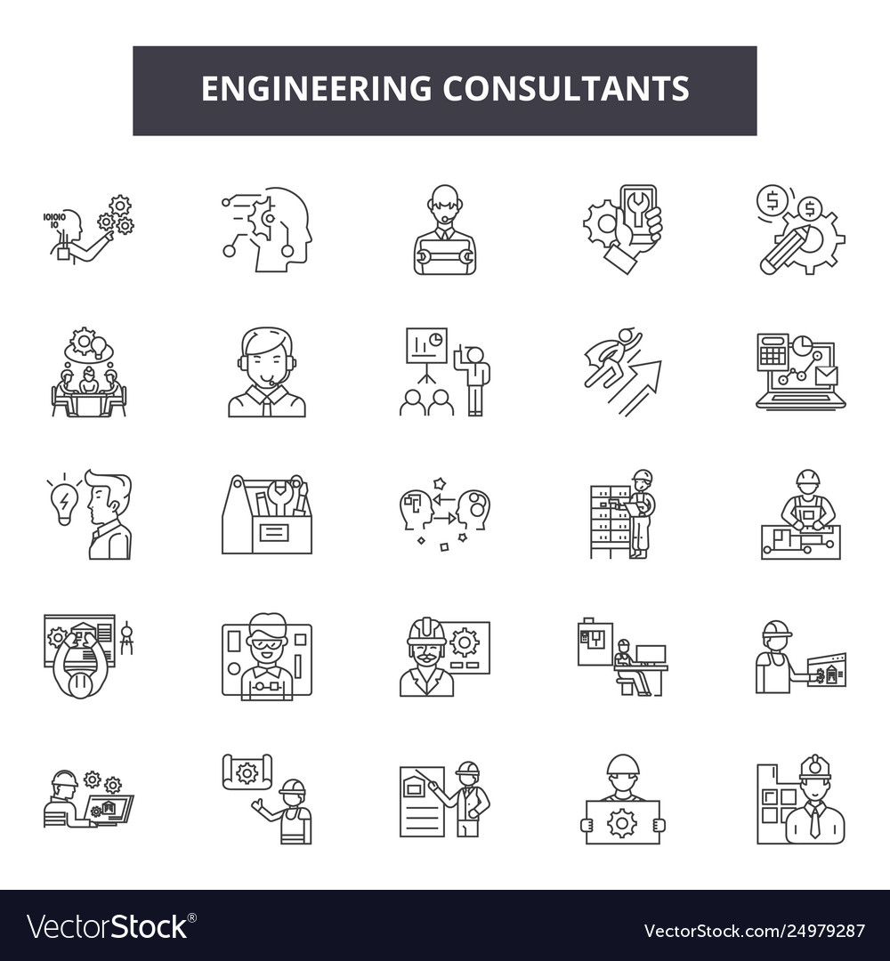 Engineering consultant line icons signs Royalty Free Vector Engineering consultant line icons signs Royalty Free Vector