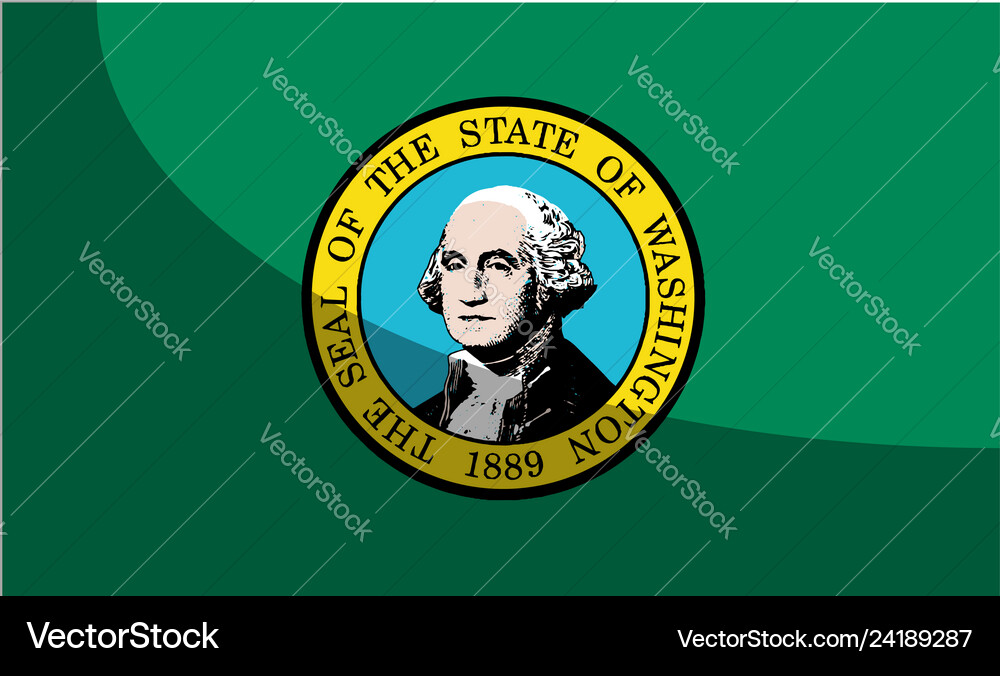 Flag of washington state with shadow Royalty Free Vector