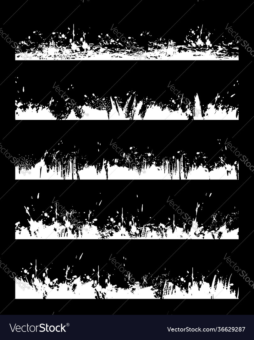 Grunge borders isolated lines elements set Vector Image