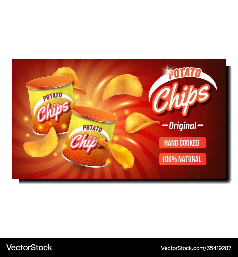 Potato chips creative promotional banner Vector Image