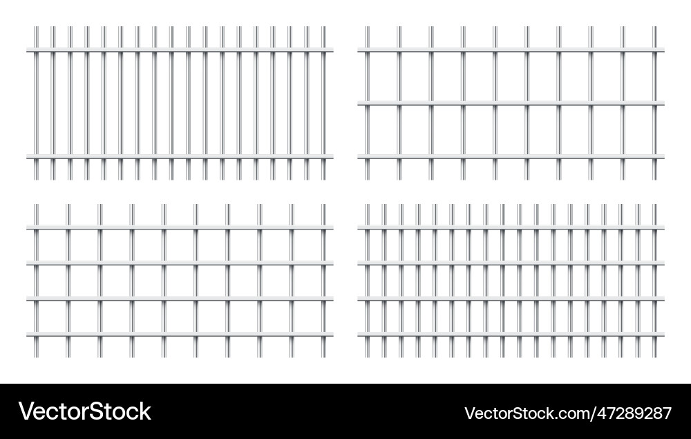 Realistic shiny metal prison bars isolated Vector Image