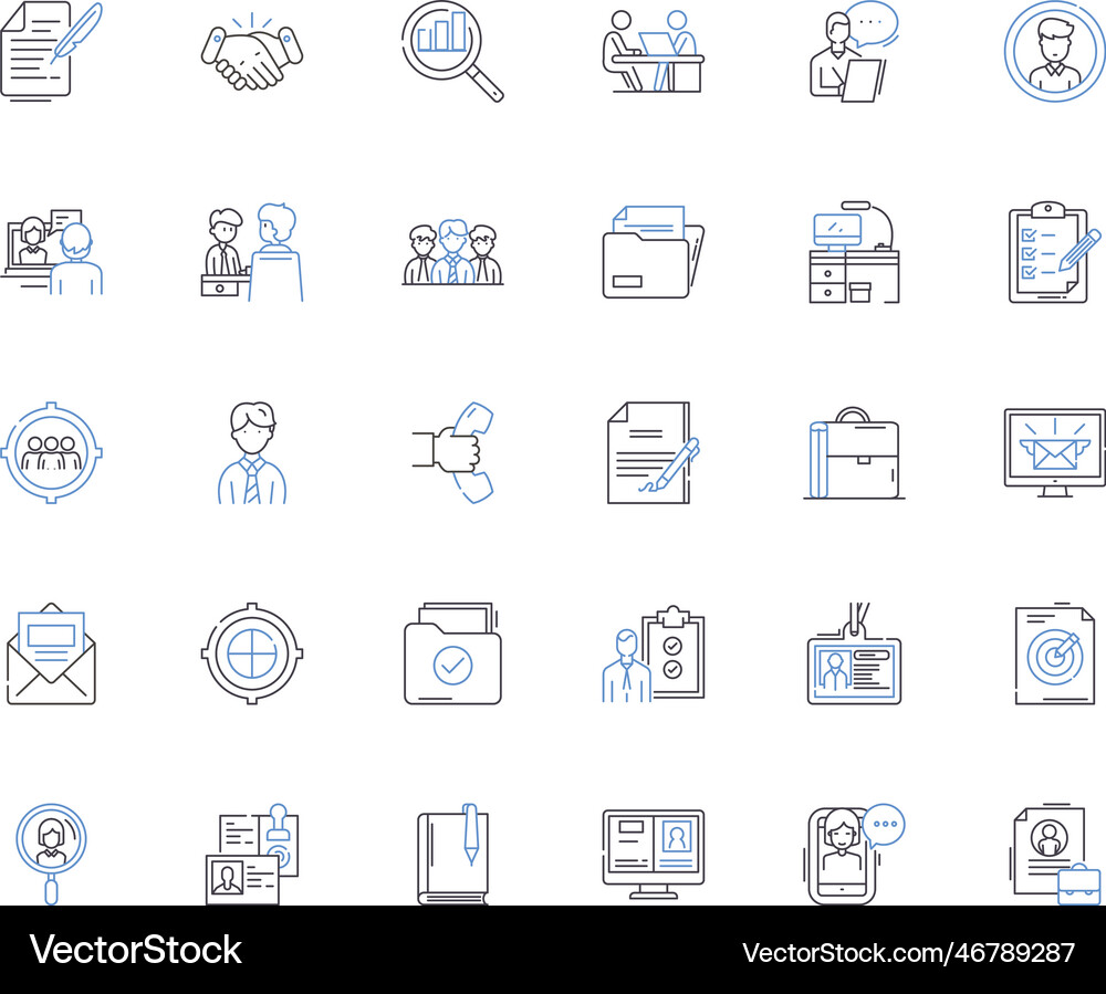 Sales manager line icons collection strategy Vector Image