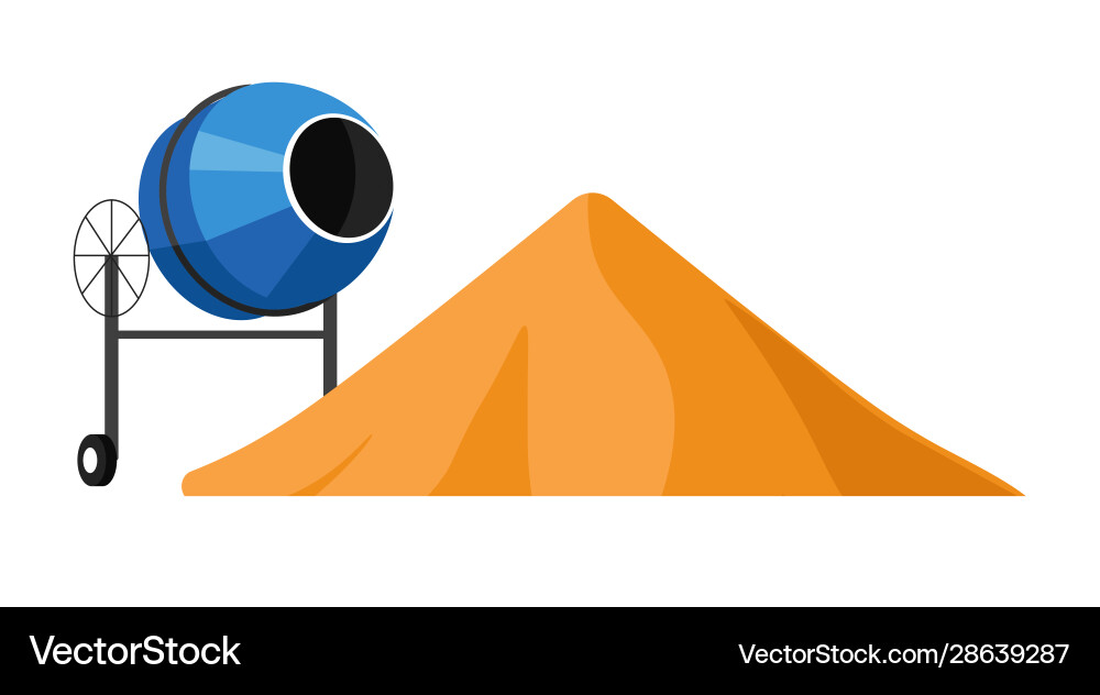 Sand pile and cement mixer isolated icon Vector Image