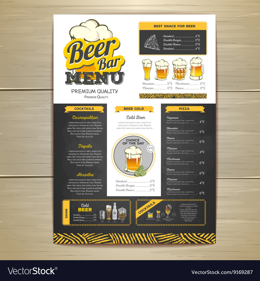 Vintage chalk drawing beer menu design Royalty Free Vector