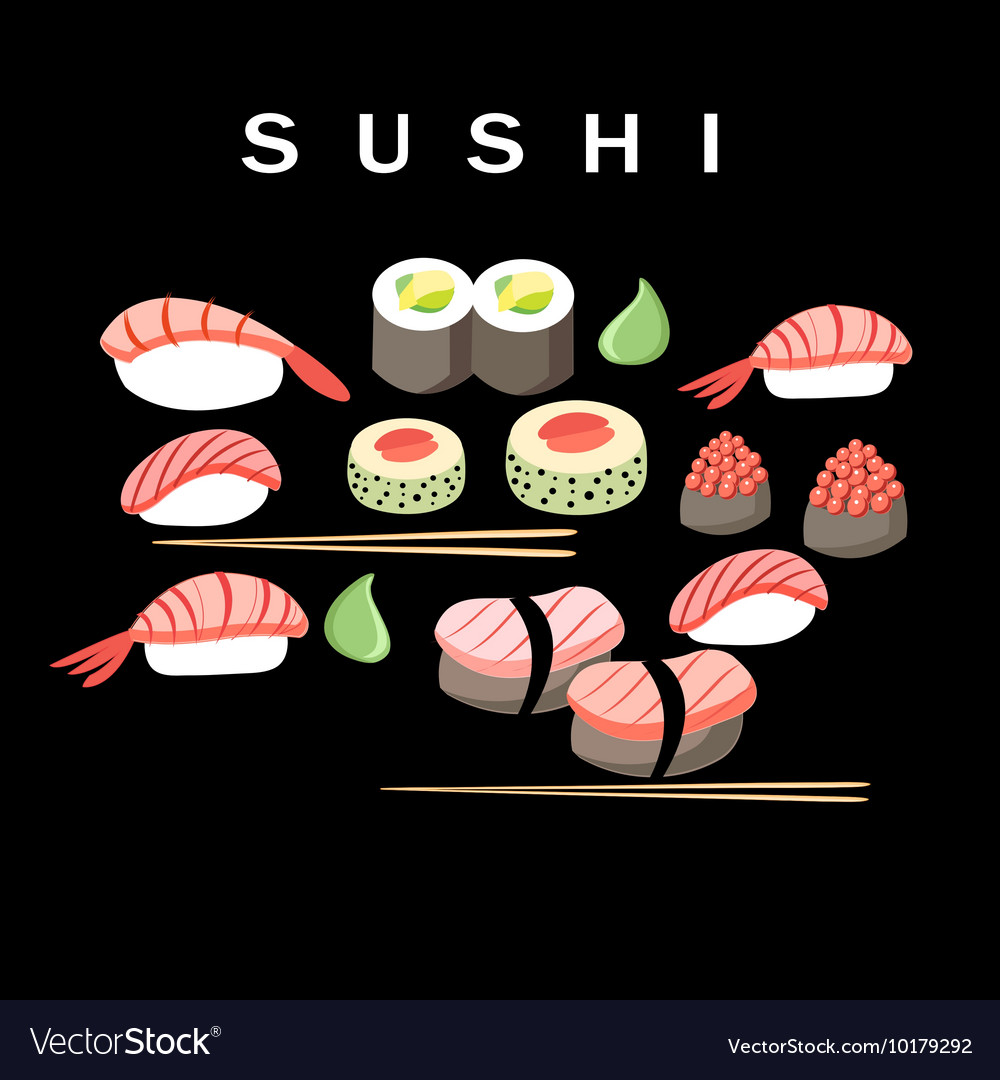 Delicious Japanese sushi Royalty Free Vector Image