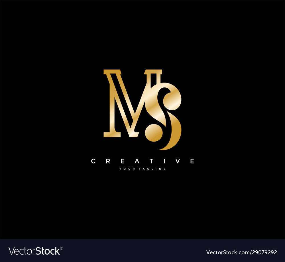 Monogram linear shape linked letter ms logotype Vector Image
