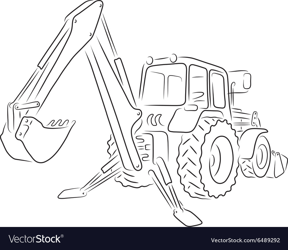Outline of backhoe loader Royalty Free Vector Image Outline of backhoe loader Royalty Free Vector Image