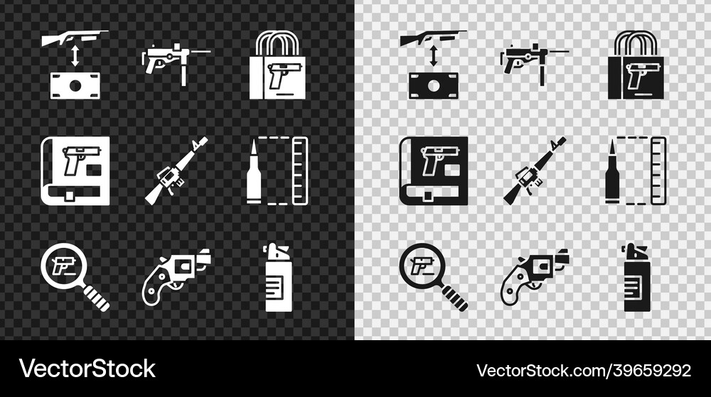Set buying assault rifle submachine gun m3 Vector Image