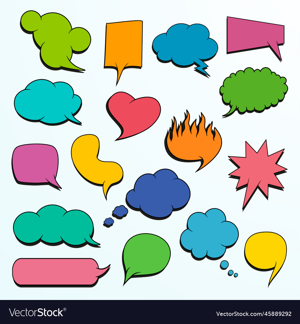 Set of colorful comic speech bubbles Royalty Free Vector