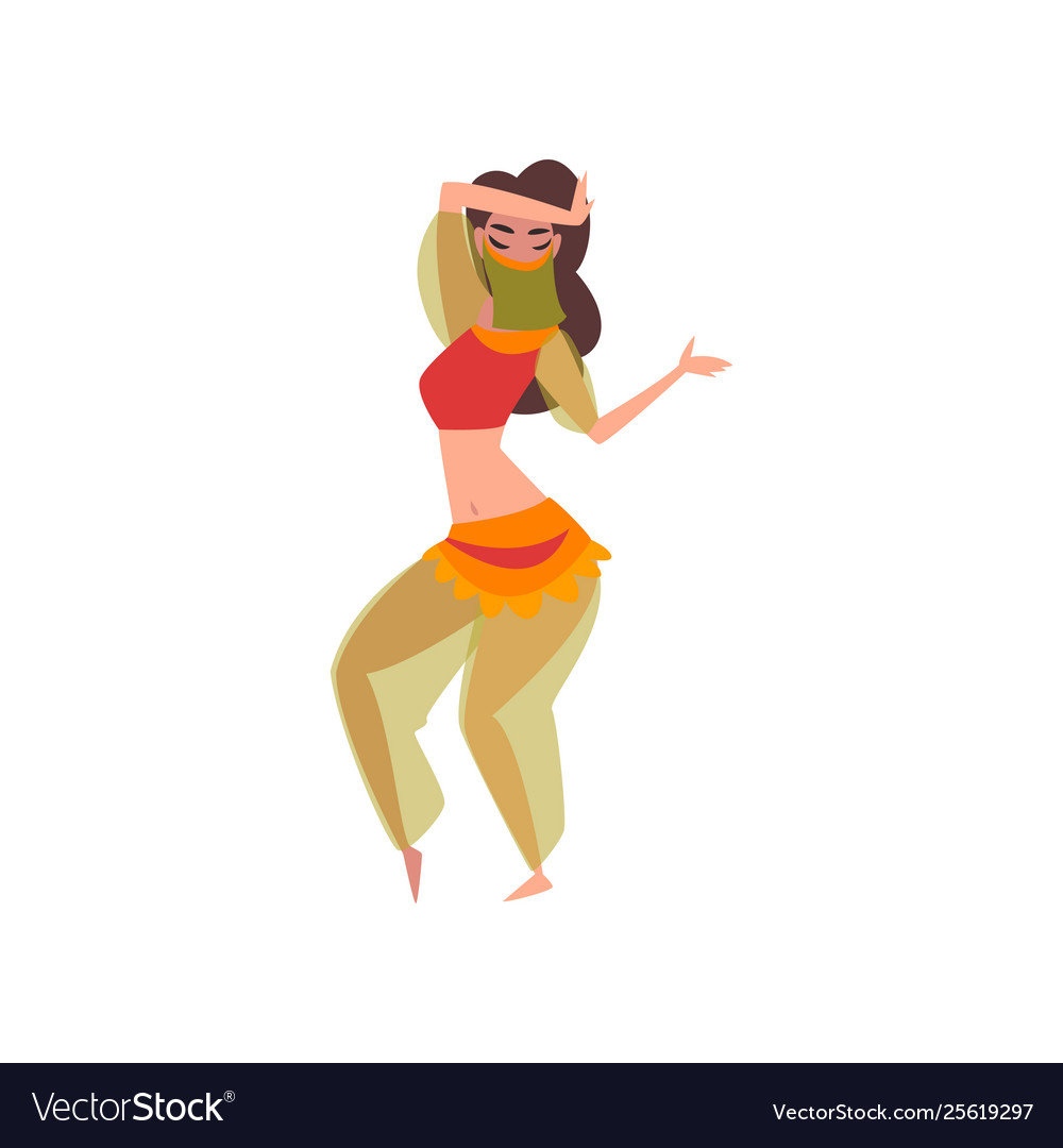 Beautiful Graceful Girl Dancing Belly Dance Vector Image