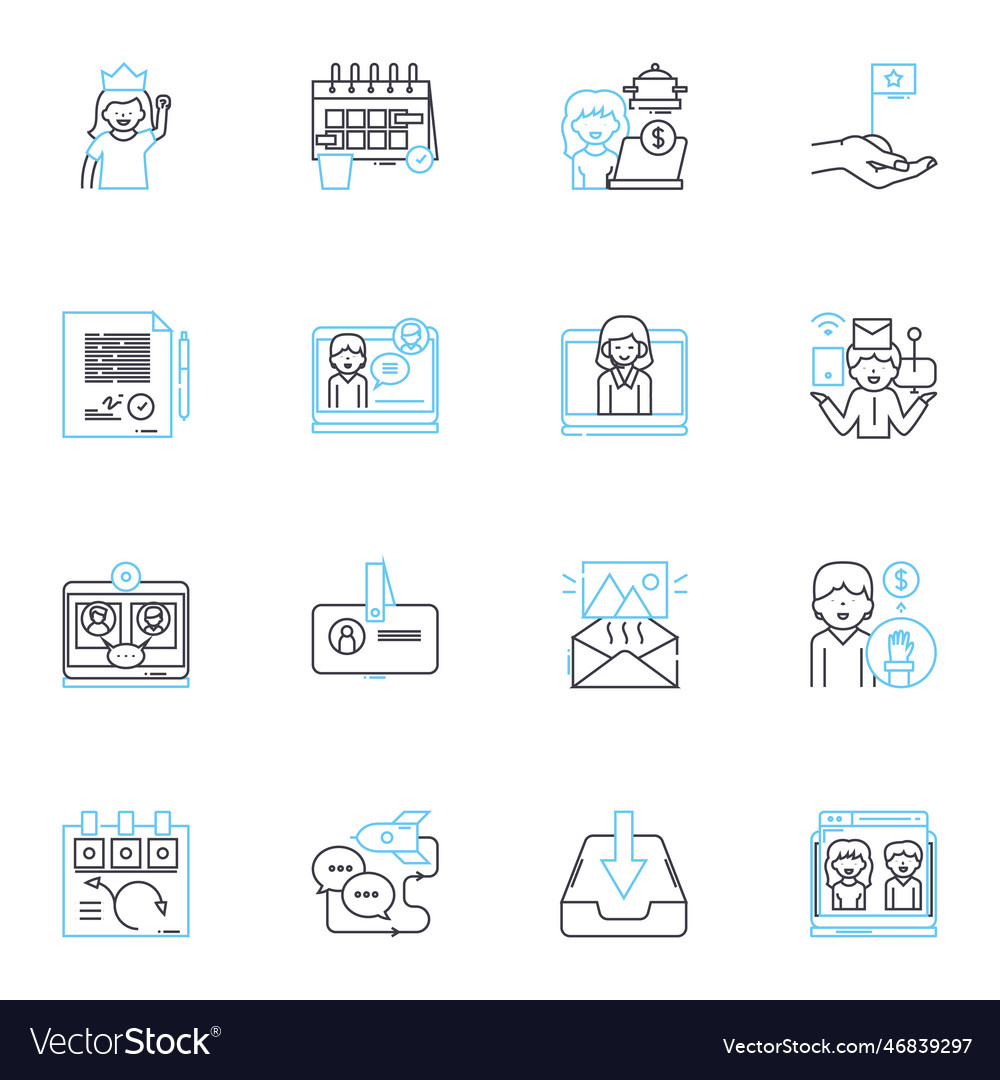 Business linear icons set profit revenue growth Vector Image