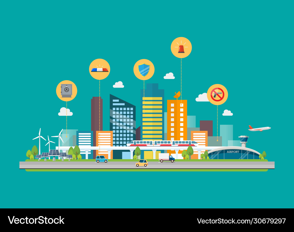 Cityscape with infrastructure transportation and Vector Image