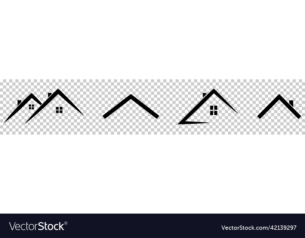 Home roof icon set isolated Royalty Free Vector Image