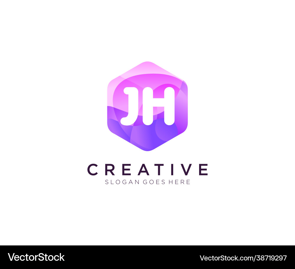 Jh initial logo with colorful hexagon modern Vector Image
