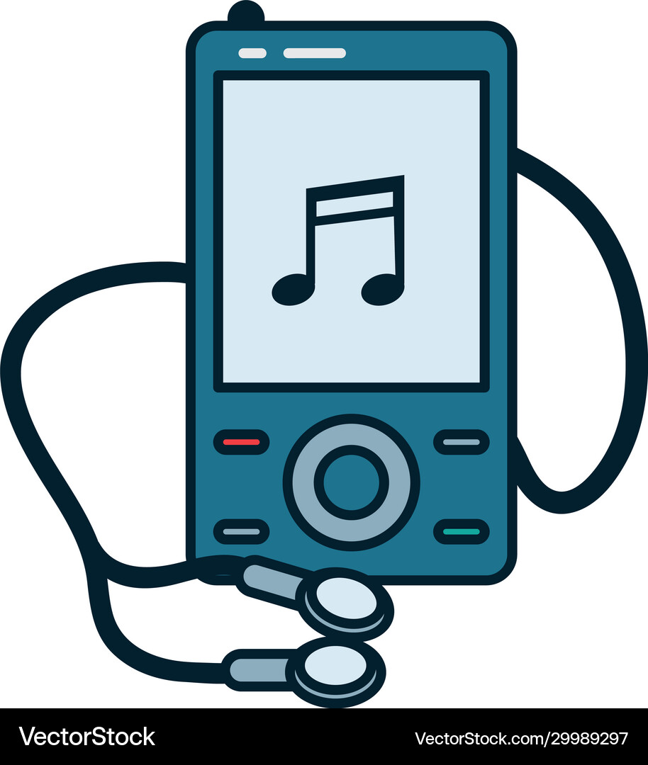 Music note inside mp3 with headphones line Vector Image