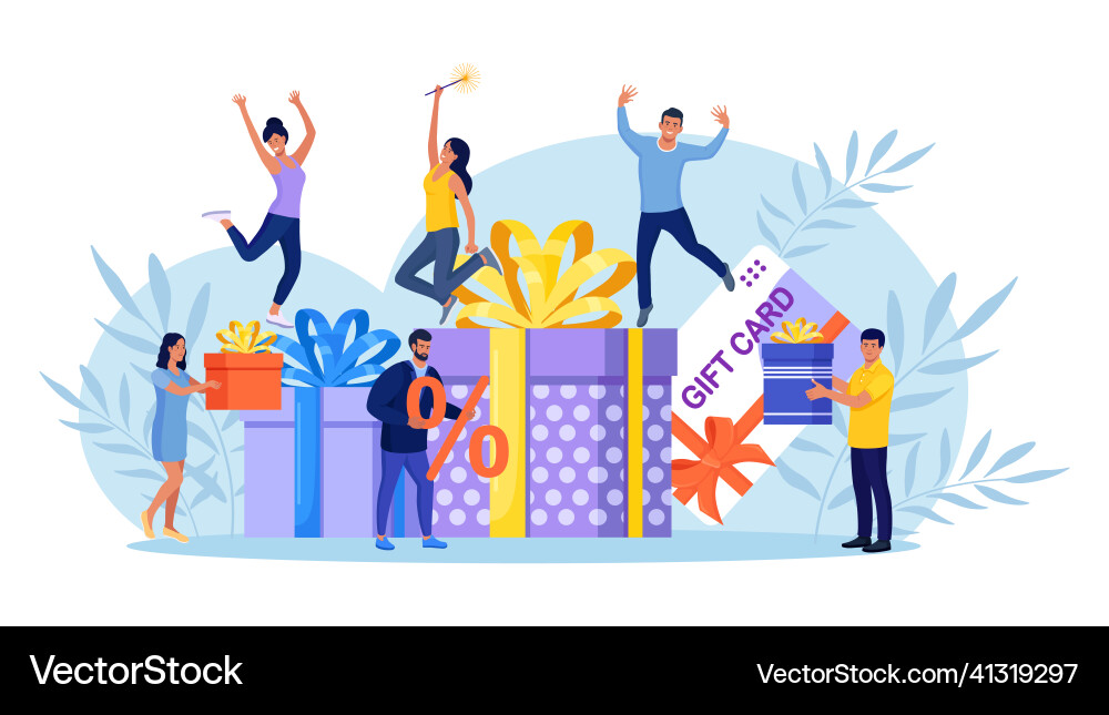 Online reward people receive gift box internet Vector Image