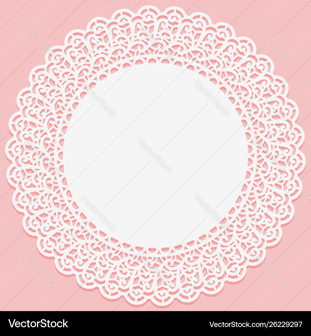 Openwork lace round frame suitable for laser Vector Image