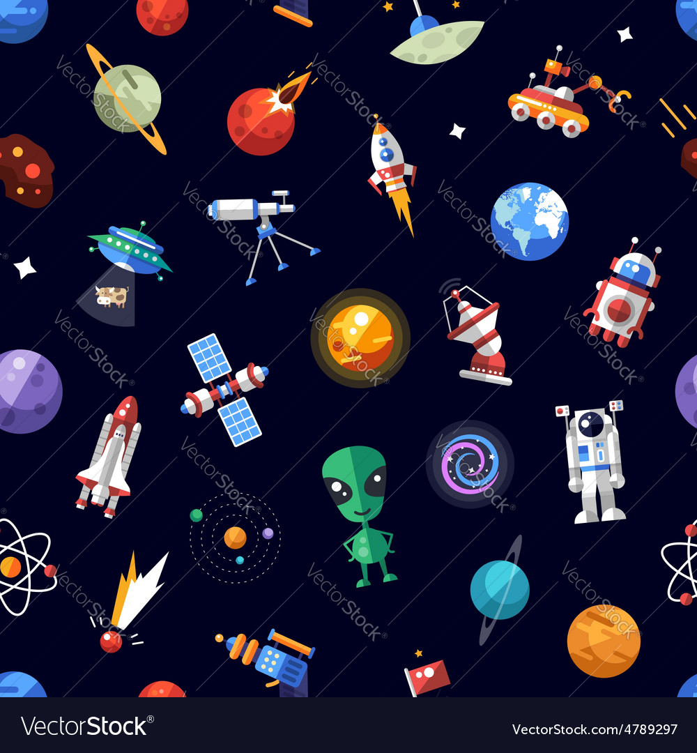 Pattern space icons and infographics elements Vector Image