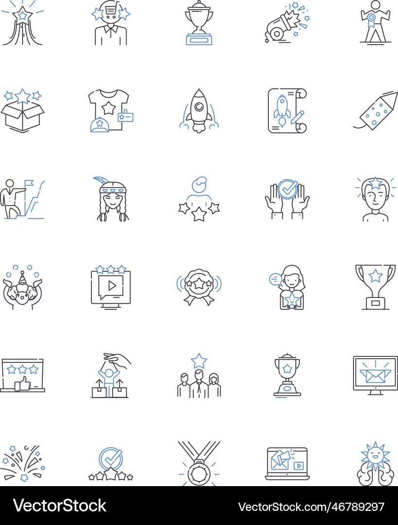 Productive establishment line icons collection Vector Image