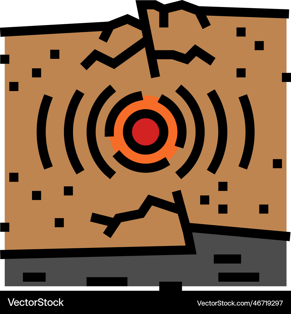 Tectonic earthquake disaster color icon Royalty Free Vector