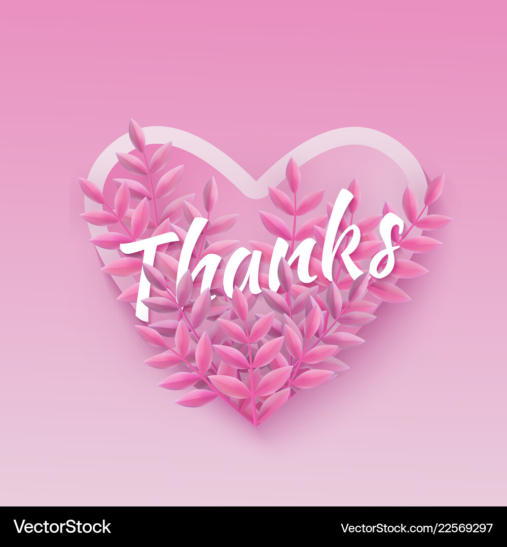 Thanks word pink natural Royalty Free Vector Image