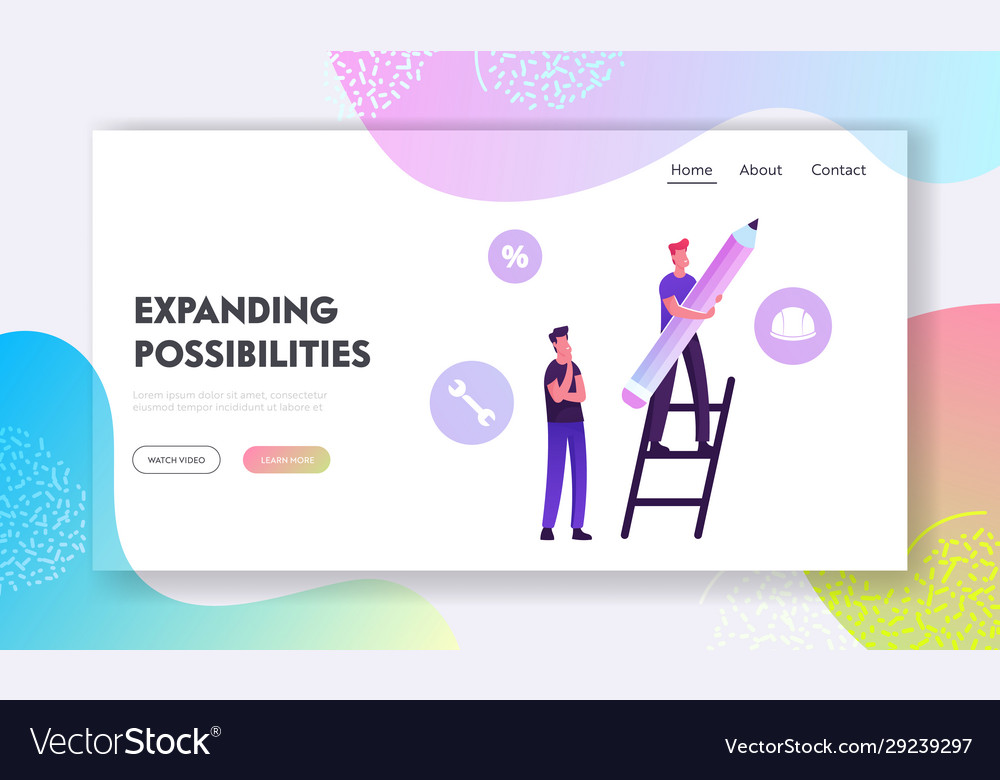 User manual tutorial website landing page man Vector Image User manual tutorial website landing page man Vector Image