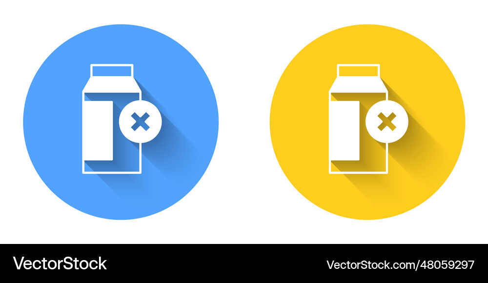 White lactose intolerance icon isolated with long Vector Image
