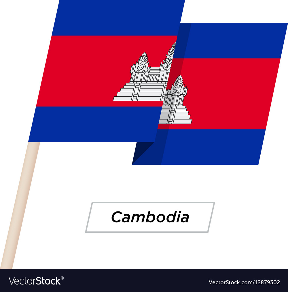 Cambodia ribbon waving flag isolated on white Vector Image