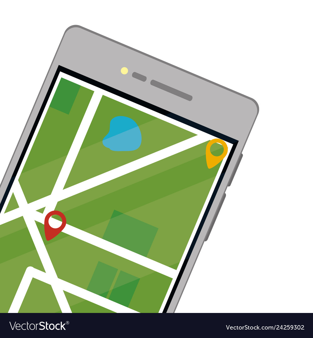 Cellphone with map Royalty Free Vector Image - VectorStock