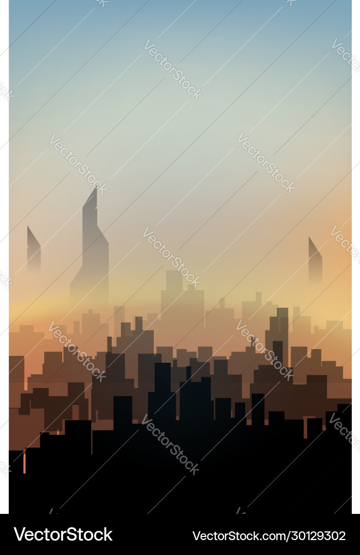 City on sunset Royalty Free Vector Image - VectorStock