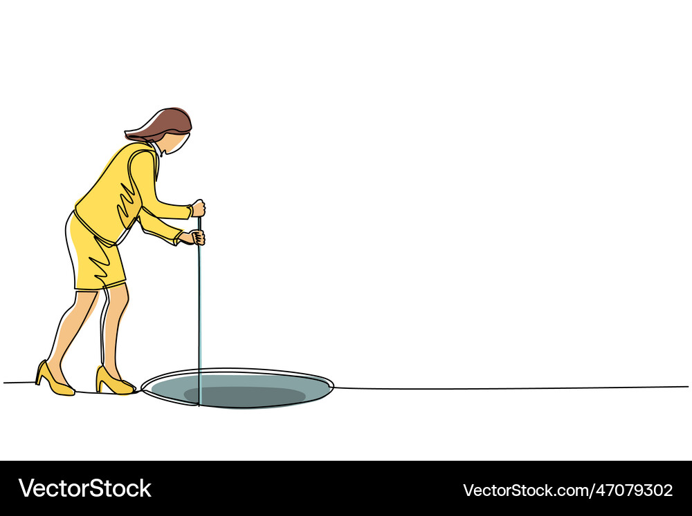 Continuous one line drawing businesswoman stretch Vector Image