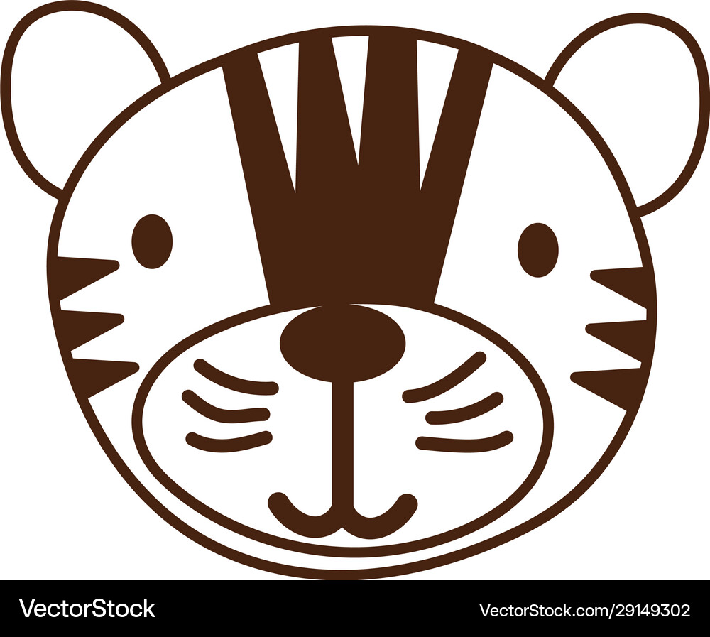 Cute tiger wild animal character icon Royalty Free Vector