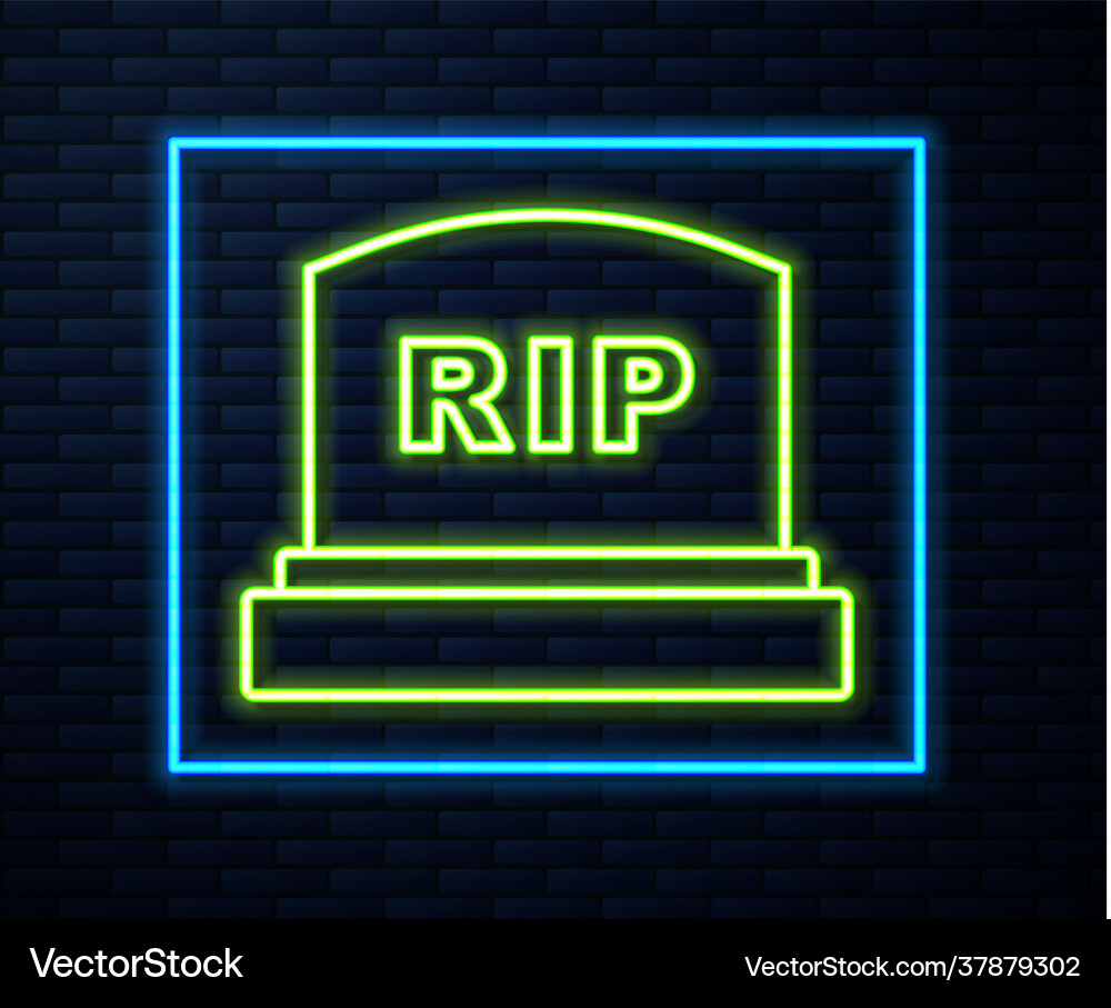Glowing neon line tombstone with rip written Vector Image