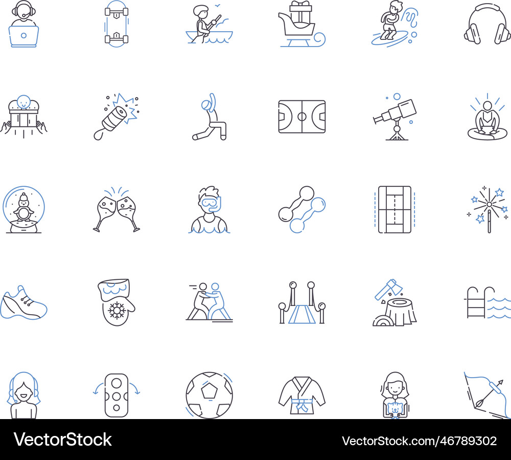 Leisure amusement line icons collection Royalty Free Vector