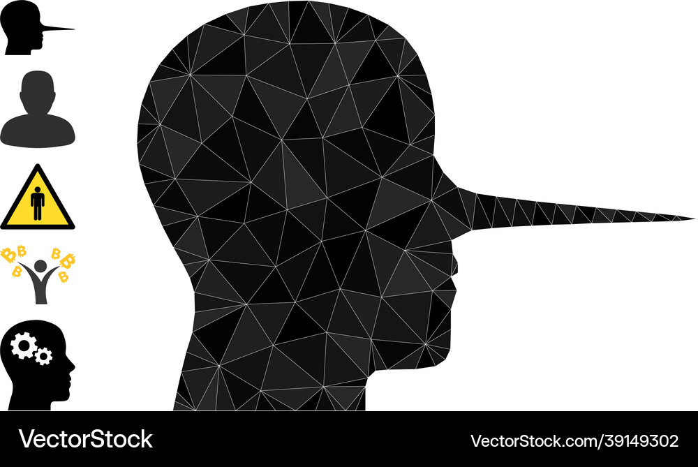 Liar person triangle icon and other icons Vector Image