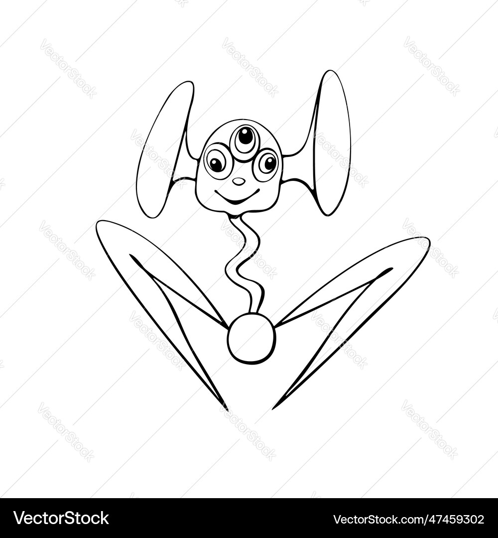 Outline cute funny alien in doodle style Vector Image