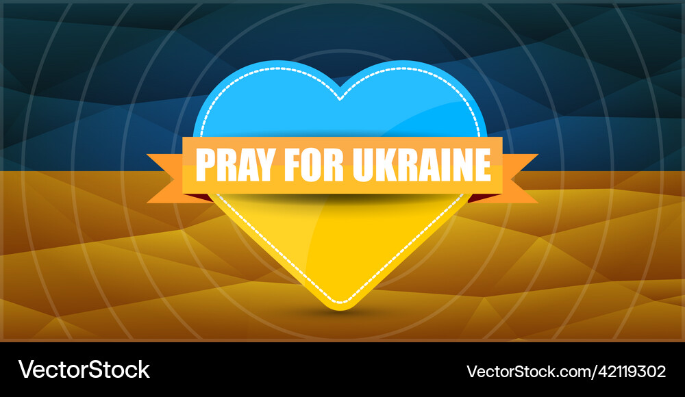 Pray for ukraine banner with text and heart Vector Image