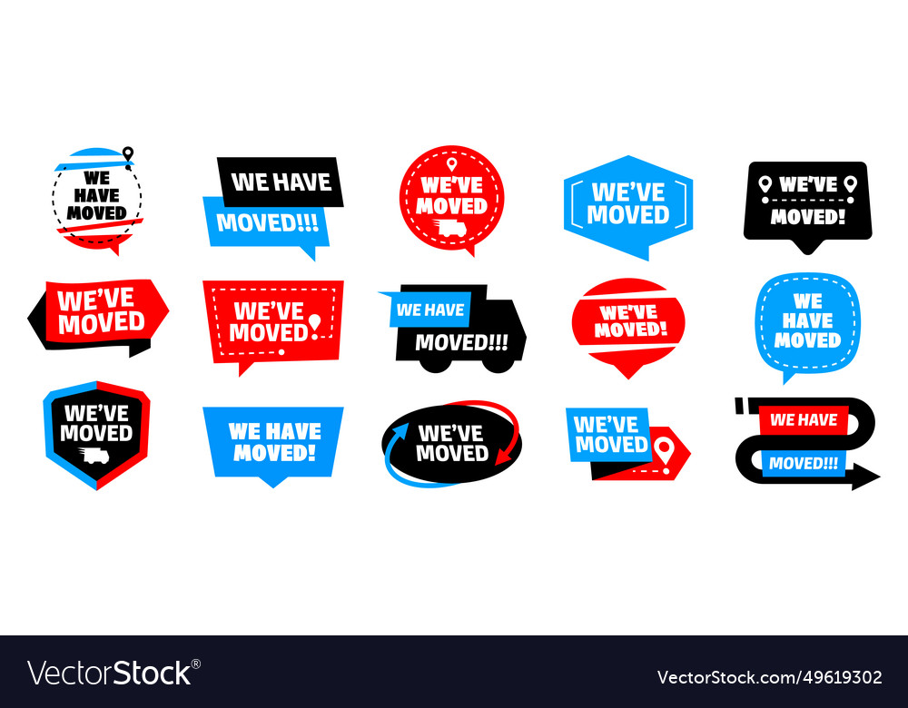 We moved signs relocation message with pointer Vector Image