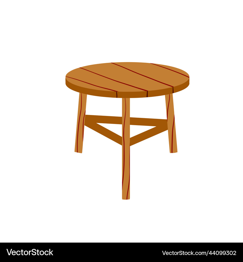 Wooden stool chair with three legs Royalty Free Vector Image