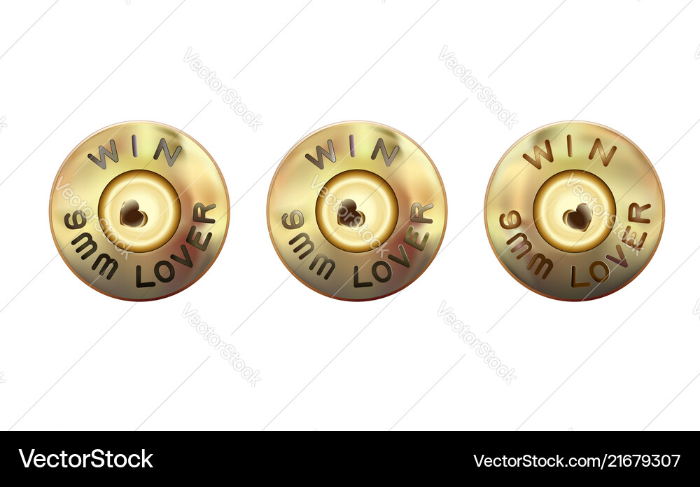 9mm Bullet Hearts - Weapon Icons Royalty Free Vector Image