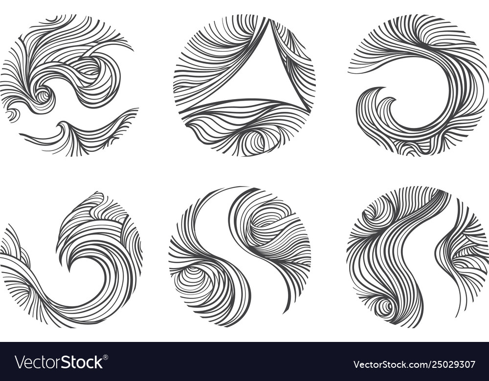 Abstract windy line set Royalty Free Vector Image