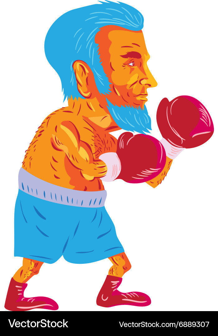 Bearded Boxer Boxing Cartoon WPA Royalty Free Vector Image