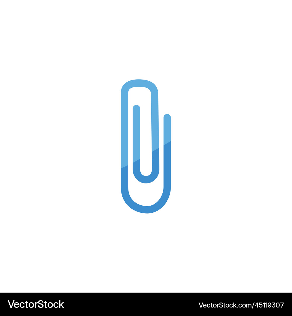 Blue plastic paperclip stationery flat style Vector Image
