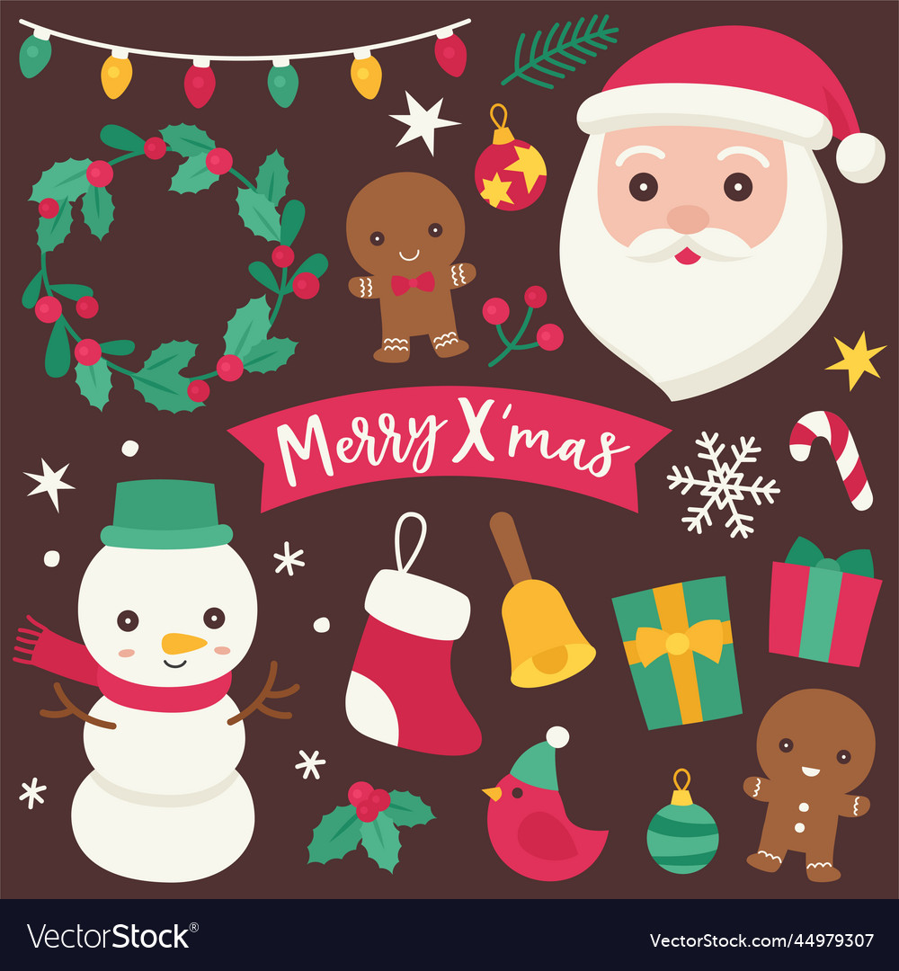 Christmas elements and icons collection Royalty Free Vector