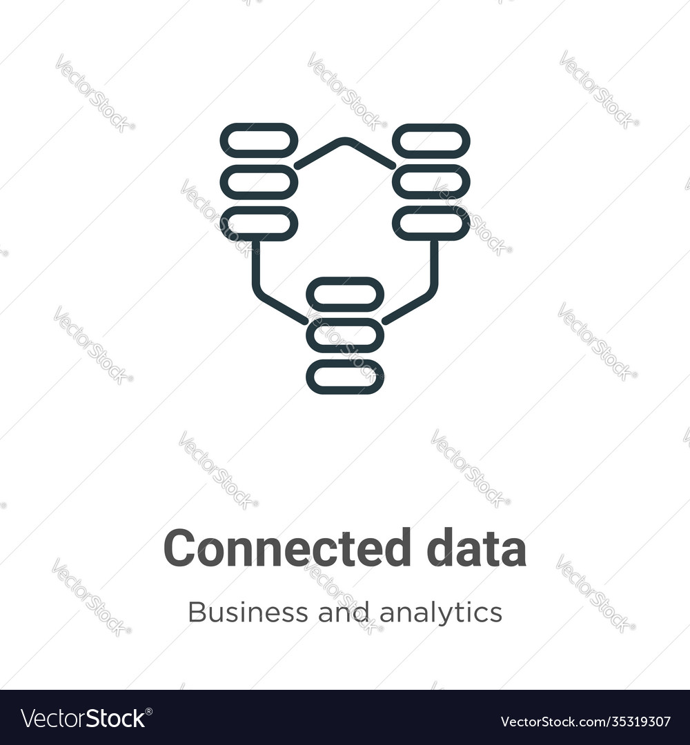 Connected data outline icon thin line black Vector Image