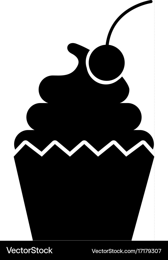 Cupcake cherry and icing bakery pastry food fresh Vector Image