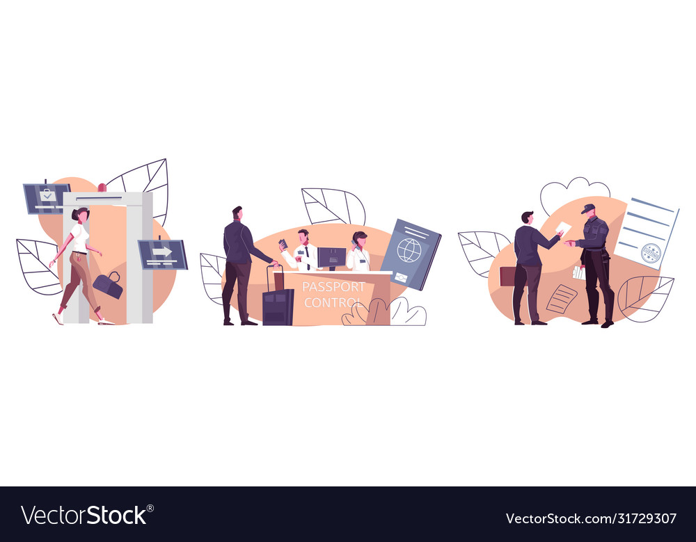 Customs control compositions set Royalty Free Vector Image