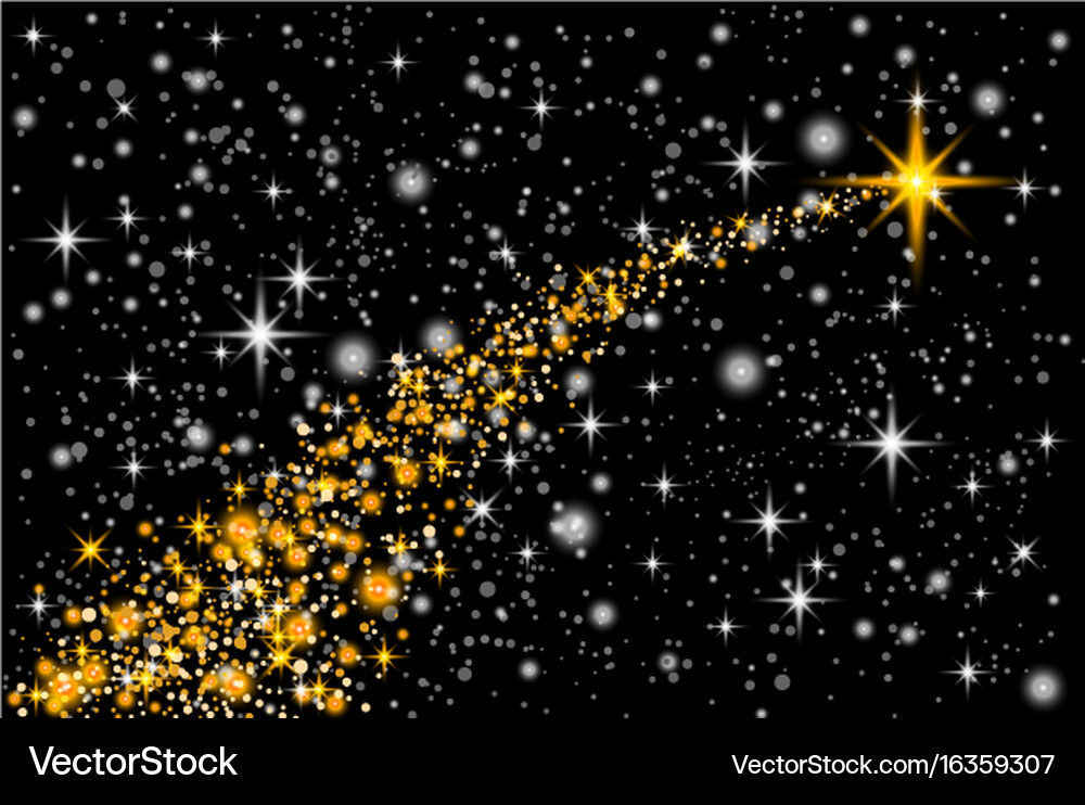 Gold glittering star dust trail sparkling Vector Image